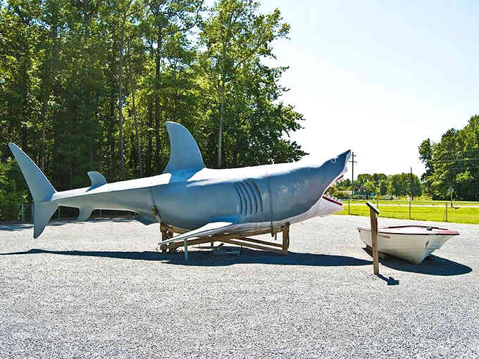 A giant shark sculpture that's infinitely more friendly than the real thing and makes for excellent vacation photo opportunities.