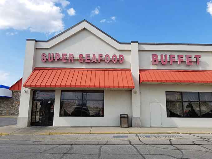 The unassuming exterior hides an ocean of flavors inside, proving you can't judge a buffet by its awning.