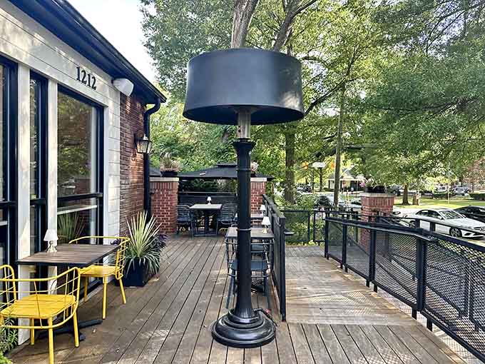 That outdoor patio with heat lamps means you can enjoy unlimited portions in any weather, rain or shine.