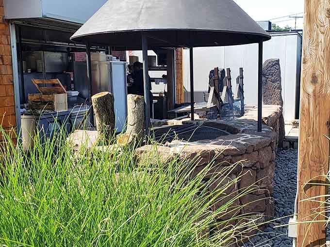 That outdoor grill setup is where the magic happens, turning raw meat into the stuff of delicious dreams.
