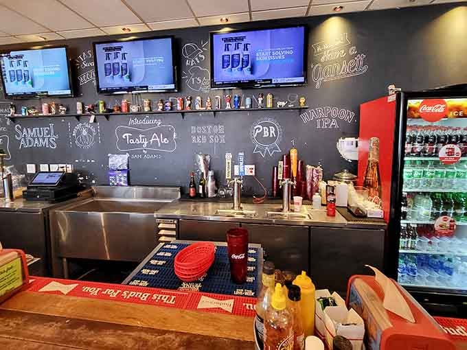 A well-stocked bar with craft beers on tap proves this place takes both burgers and beverages seriously, bless them.