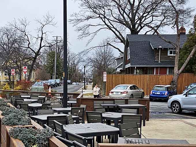 Outdoor seating for those perfect Virginia days when you want your barbecue with a side of fresh air.