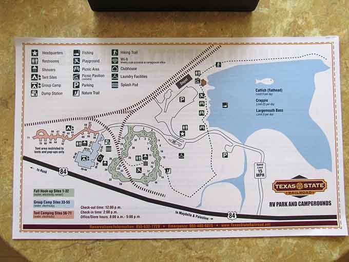 This detailed map reveals the full scope of the park, showing trails, facilities, and adventures beyond the tracks.