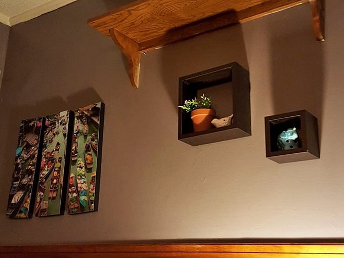 Wall niches holding treasures like your grandmother's curio cabinet, but make it modern and slightly more whimsical.