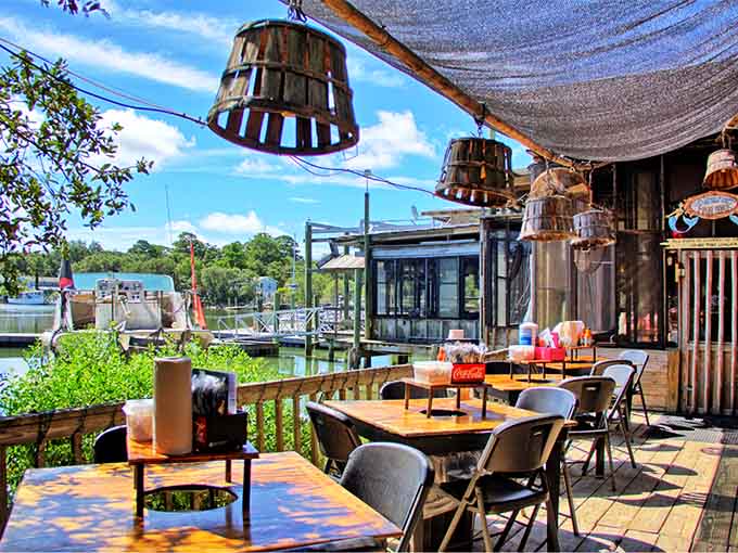 Waterfront tables with creek views where the scenery is almost as good as what's on your plate.