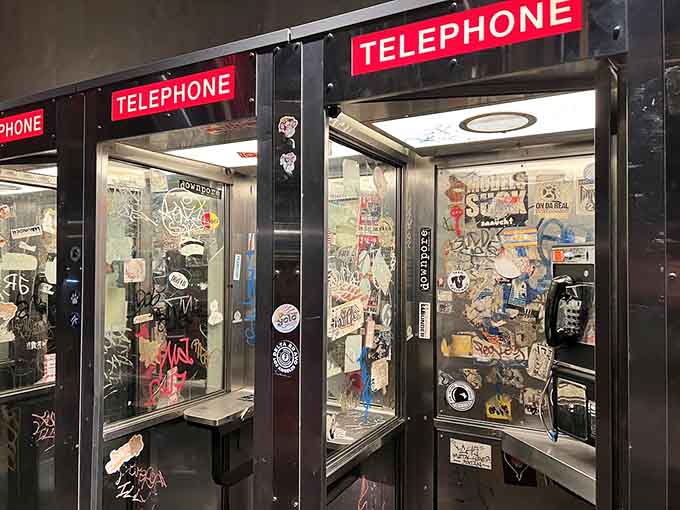 Vintage telephone booths that serve absolutely no practical purpose but make everything infinitely cooler somehow.