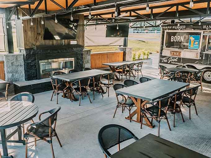 Outdoor patio seating for those perfect Kentucky evenings when barbecue tastes even better under open skies.