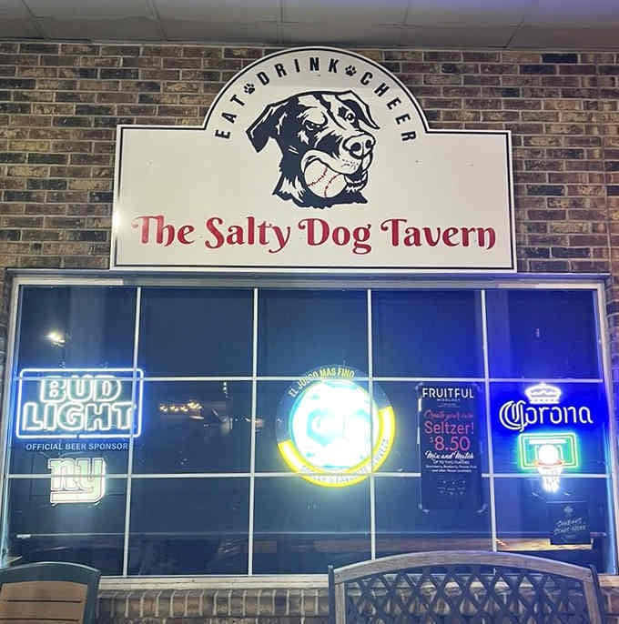 That friendly canine mascot on the sign promises tail-wagging good food and a warm welcome to all who enter.