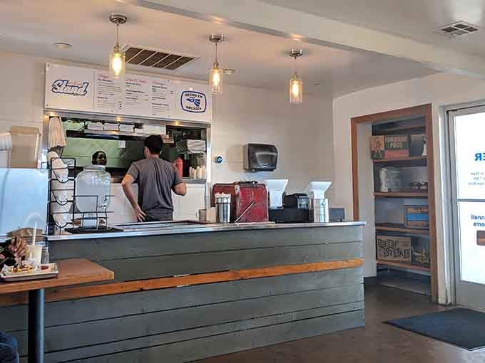 The ordering counter where burger dreams become delicious reality, one fresh patty at a time.