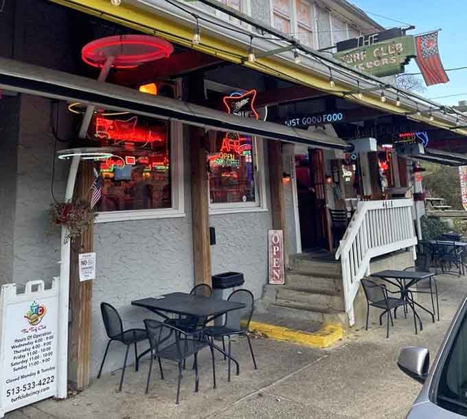Outdoor seating for those who want to contemplate their burger choices while enjoying some fresh Cincinnati air.
