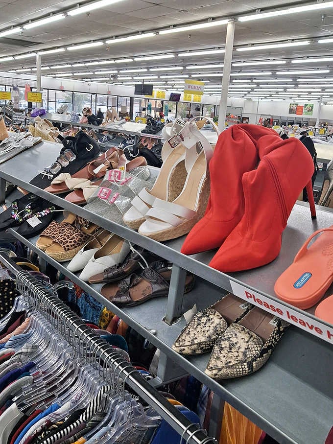 Footwear options ranging from sensible to statement-making, including those bold red cowboy boots calling your name.