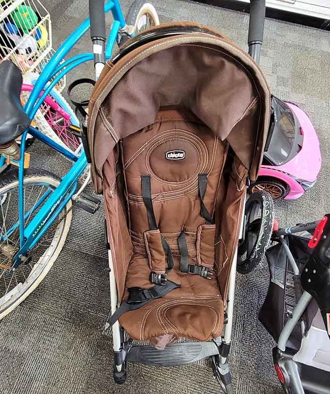 Even baby strollers find new life here, proving quality gear doesn't need to cost a fortune.