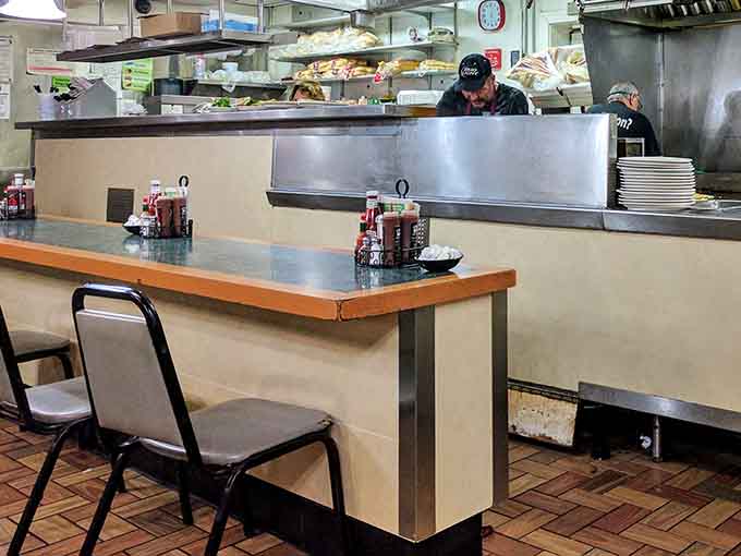 Counter seats provide the best vantage point for watching breakfast magic happen right before your hungry eyes.