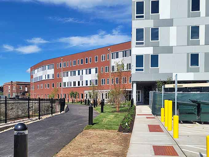 Modern riverfront apartments prove Torrington's evolving, blending new development with the city's established community character seamlessly.