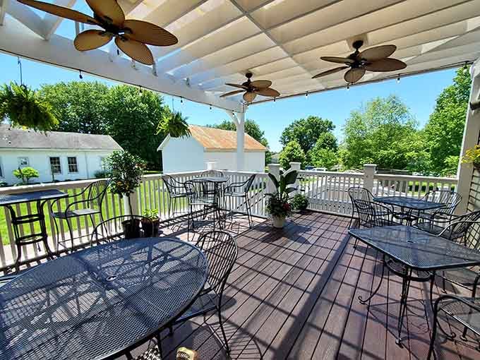 A covered patio where you can enjoy Southern cuisine with a side of fresh air and sunshine.