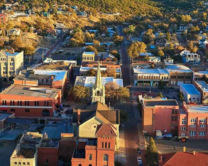 The aerial view reveals Trinidad's compact charm, where everything you need sits within a reasonable distance from home.