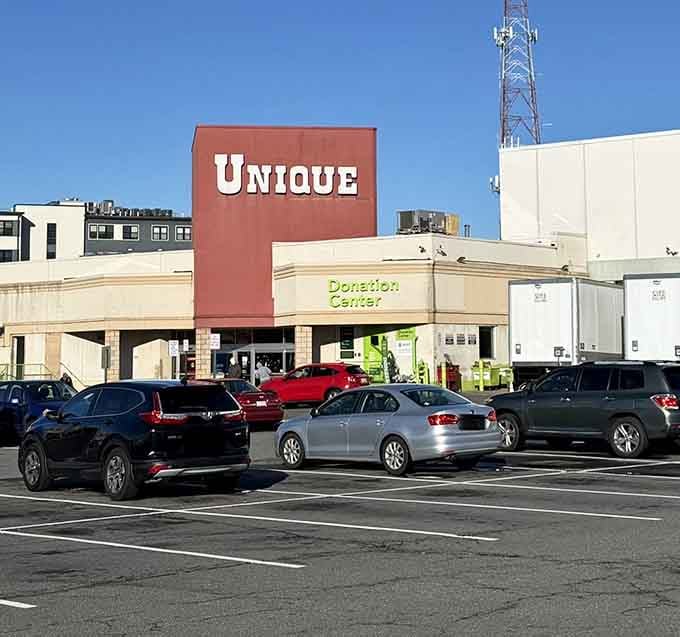 That full parking lot tells you everything about this thrift store's popularity among savvy shoppers.