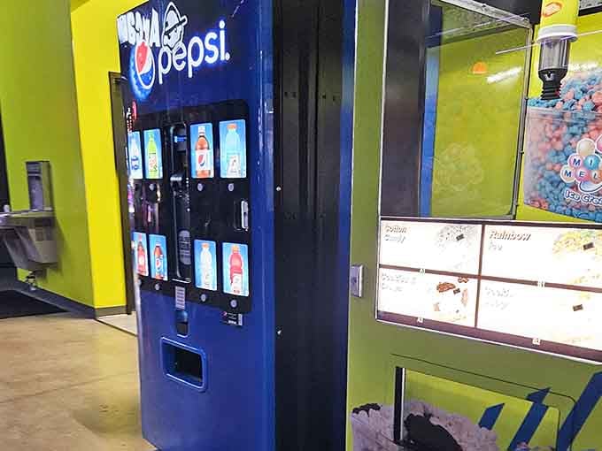 Even adventure parks need Pepsi machines, because defying gravity works up a thirst that only carbonation can properly satisfy.
