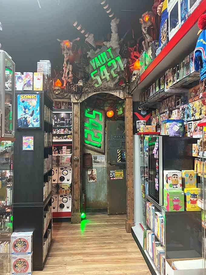 That vault door entrance glows green with promise, beckoning you from the comic racks into cocktail heaven.