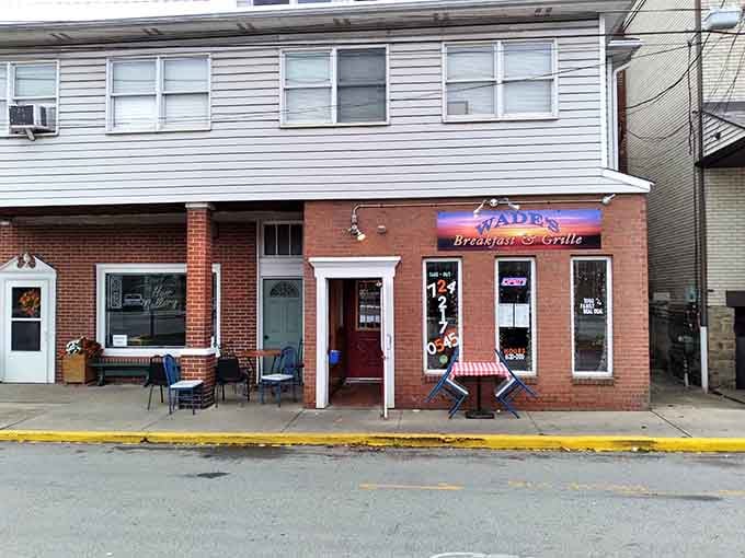 Colorful outdoor chairs invite you to enjoy your coffee and watch small-town Pennsylvania life unfold around you.