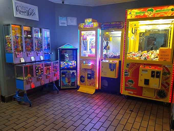 A small arcade area keeps the kids entertained while adults contemplate their next buffet trip.