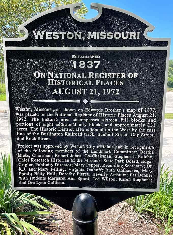 This official marker proves Weston earned its historic credentials the old-fashioned way: by simply refusing to tear anything down.