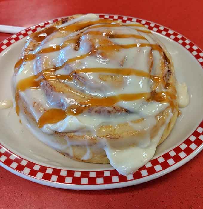 That cinnamon caramel roll could double as dessert or breakfast, and honestly, who's judging your life choices here anyway?
