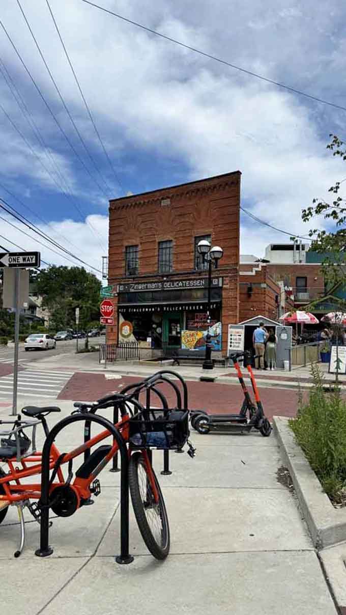 The charming brick building stands proudly on its corner, a beloved landmark in Ann Arbor's vibrant neighborhood.