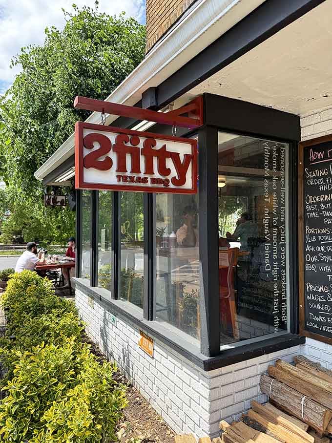 The bold red signage announces what awaits inside: authentic Texas barbecue worth crossing state lines for.