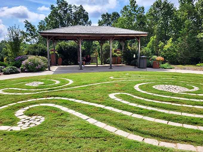 The labyrinth invites contemplative walks where the journey matters more than the destination, just like life's best adventures.