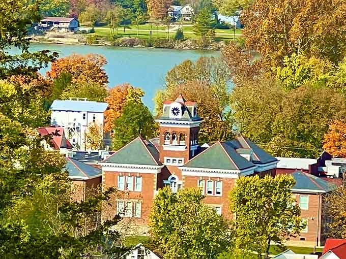 From above, Augusta nestles into the river valley like it was always meant to be exactly here.