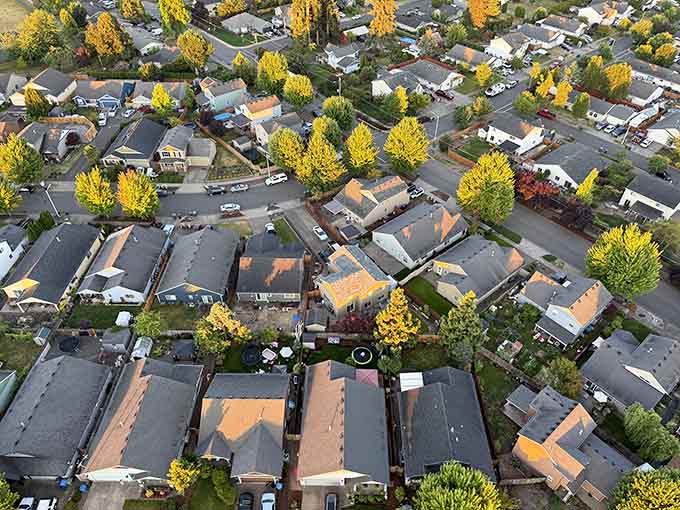 From above, Aurora's compact downtown reveals its antique shop density, a treasure hunter's paradise in miniature perfection.
