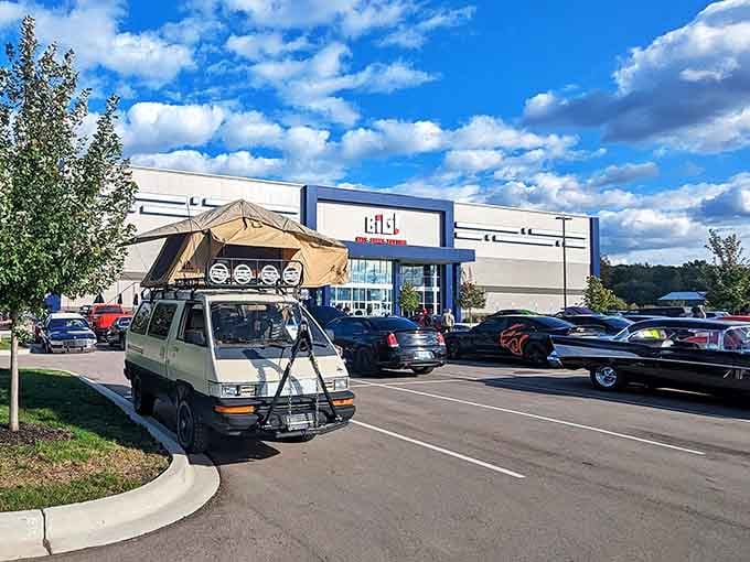 A packed parking lot is always a good sign that you've found the right place to spend your Saturday.