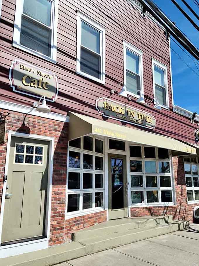 The storefront entrance to Elsa's Magic Cafe, where coffee and vintage shopping unite perfectly.