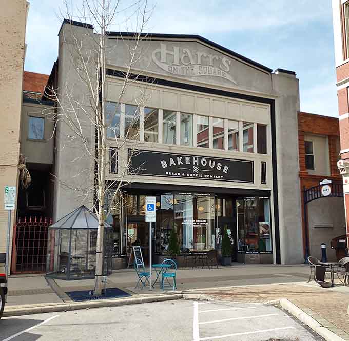 The full storefront view showing where magic happens daily, assuming magic involves flour and butter and talent.