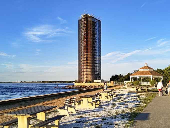 Restoration work reveals the lighthouse's bones, showing how 19th-century builders really knew their stuff.