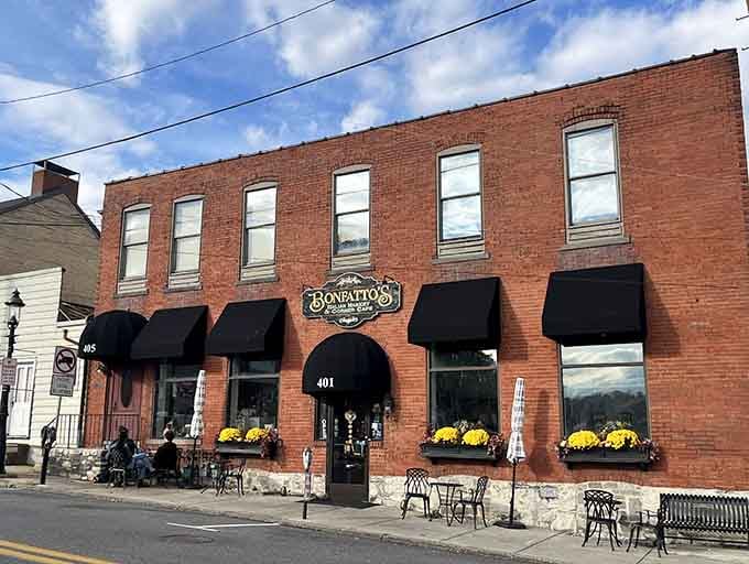 Bonfatto's outdoor seating invites you to linger over Italian fare while watching small-town life unfold beautifully before you.