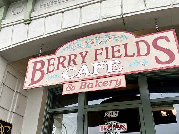 The sign says it all: Berry Fields Cafe and Bakery, your new favorite reason to wake up early.