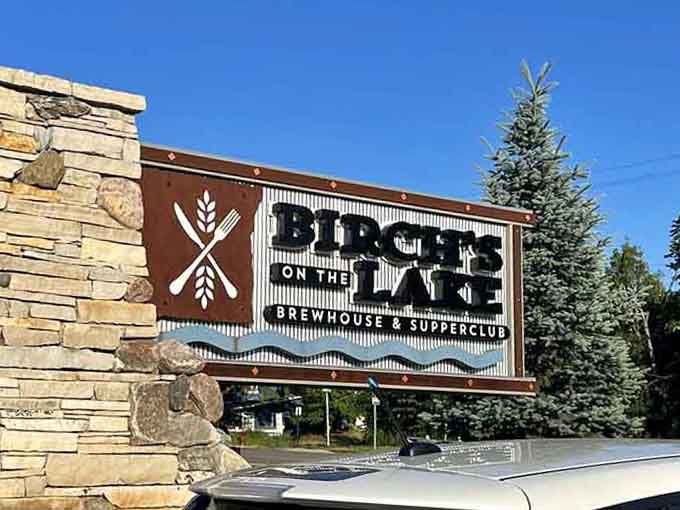 The signage announces what awaits inside: a brewhouse and supper club that honors tradition while embracing innovation completely.