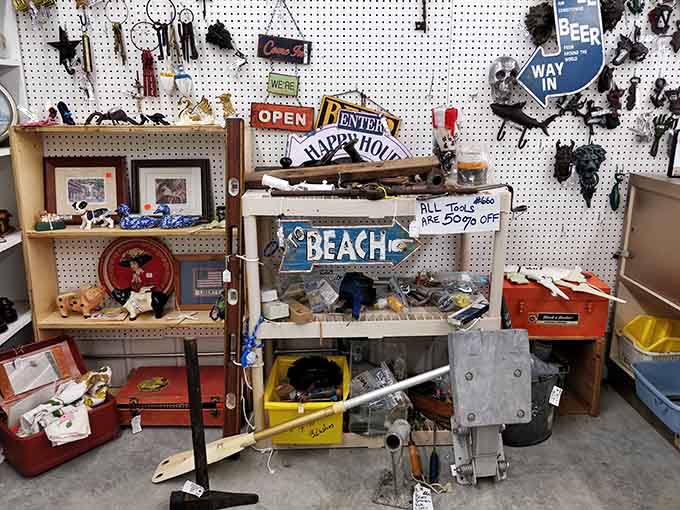 Beach signs and antique tools prove this place has something for literally everyone who walks through those doors.