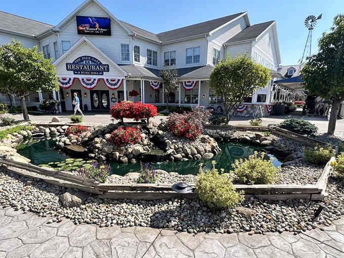 The koi pond and fountain create a serene oasis that makes waiting for a table almost enjoyable.