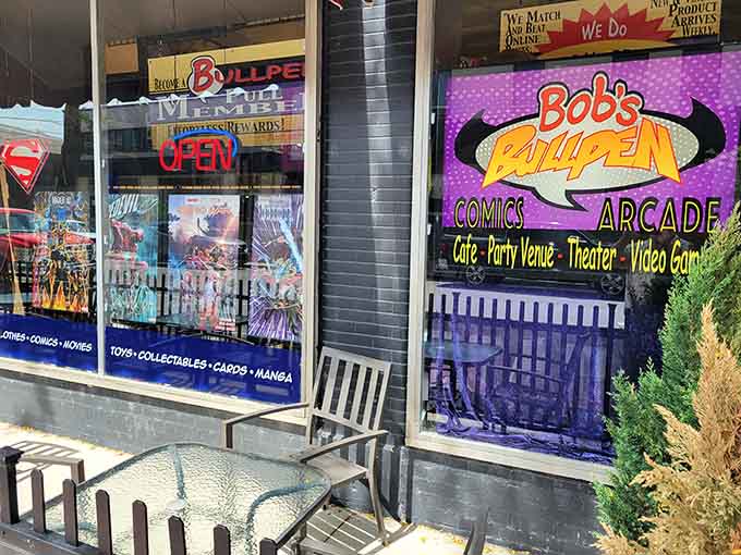 Outdoor tables let you enjoy your meal while watching small-town Michigan life unfold on a sunny afternoon.