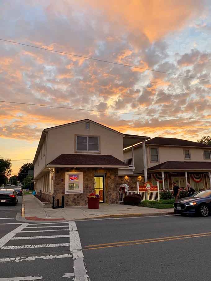 Golden hour at Bomboy's looks like a postcard from heaven, if heaven served 25 rotating ice cream flavors.