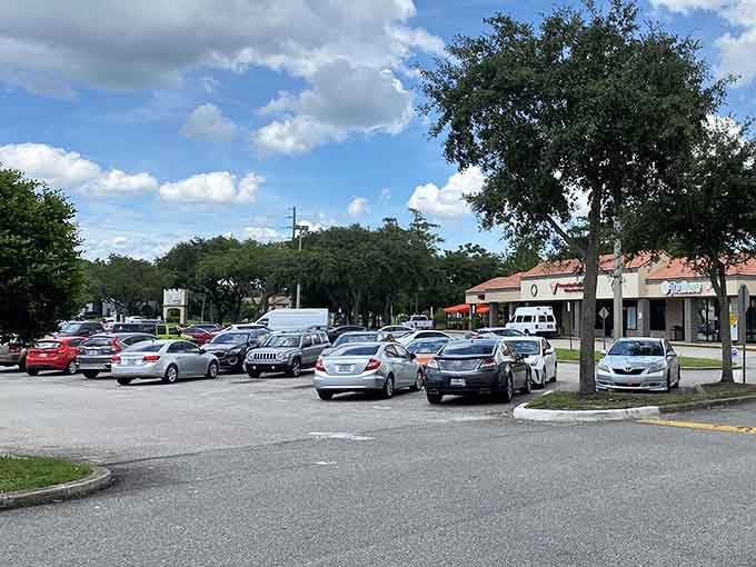 When the parking lot looks like this, you know you've found something the locals aren't eager to share.