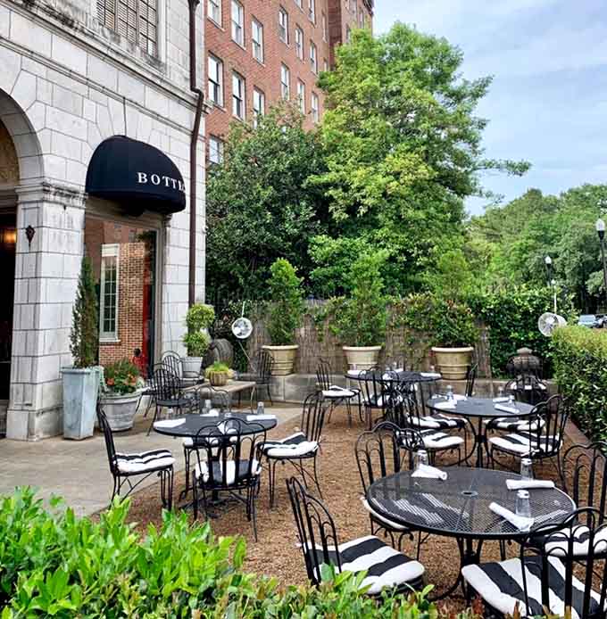 The patio offers a peaceful escape where you can enjoy exceptional Italian food under Alabama skies.