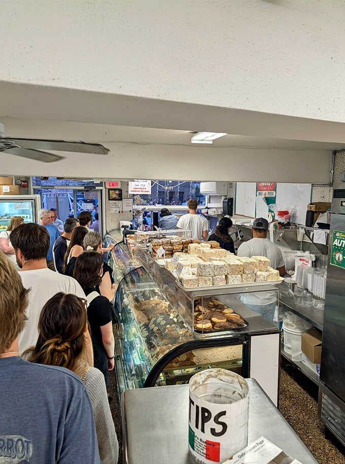 That line of people proves good things are worth waiting for, especially when cannolis are the reward.