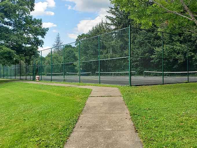 Tennis courts surrounded by mountains beat any fancy country club, offering recreation with a view that money can't buy.