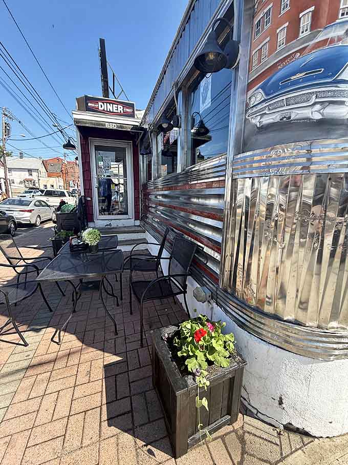 Outdoor seating lets you enjoy your pancakes with a side of fresh air and small-town charm.