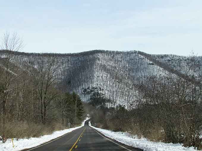 Winter transforms the byway into something from a snow globe, minus the annoying shaking and fake glitter.