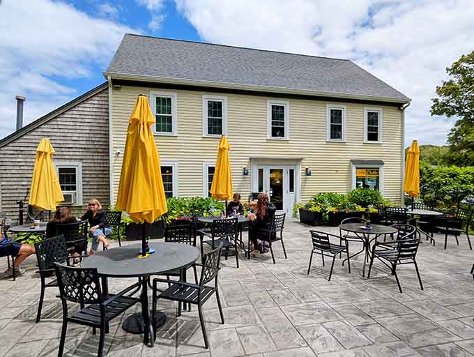 Yellow umbrellas and patio seating mean you can enjoy your scratch-made breakfast while soaking up that Cape Cod sunshine properly.